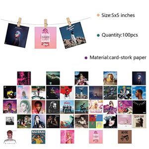 LAPNOXX 100 Pcs Album Cover Poster Aesthetic Pictures Wall Collage Kit, 5x5 inch Aesthetic Room Decor, Album Cover Posters Collage Kit for Bedroom Decor, VSCO Room, Photo Wall, Album Cover Art Posters