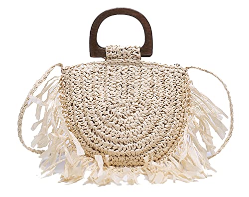 Straw Bag for Women Handmade Woven Crossbody Bags Cute Straw Shoulder Bag Beach Hobo Handbag Travel Vacation Bag