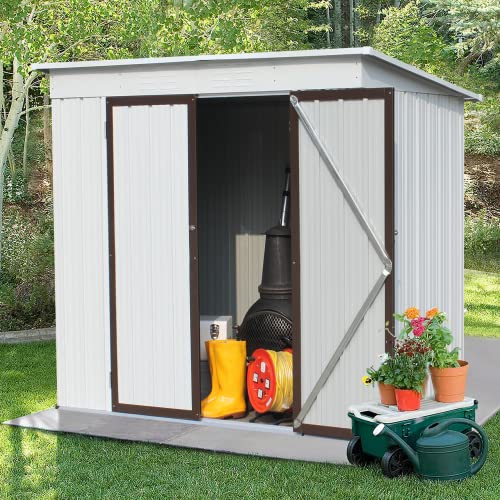 6' x 4' Outdoor Storage Shed, Metal Garden Shed, Backyard Storage Shed with Double Lockable Doors,can be Used as Bike shed, Trash can shed, Tool shed,pet shed,Coffee