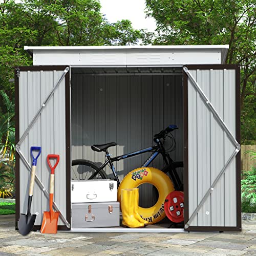 6' x 4' Outdoor Storage Shed, Metal Garden Shed, Backyard Storage Shed with Double Lockable Doors,can be Used as Bike shed, Trash can shed, Tool shed,pet shed,Coffee