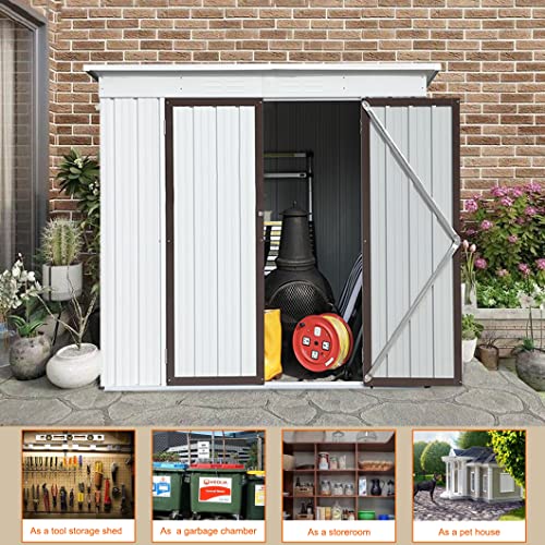 6' x 4' Outdoor Storage Shed, Metal Garden Shed, Backyard Storage Shed with Double Lockable Doors,can be Used as Bike shed, Trash can shed, Tool shed,pet shed,Coffee