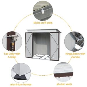 6' x 4' Outdoor Storage Shed, Metal Garden Shed, Backyard Storage Shed with Double Lockable Doors,can be Used as Bike shed, Trash can shed, Tool shed,pet shed,Coffee