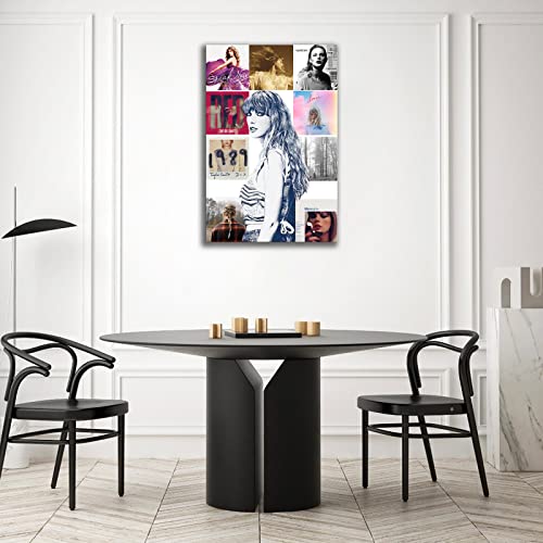 2023 Country Pop Female Singer Taylors Poster Music Album Collection Poster Wall Art Room Aesthetic Decoration (12×18 inch,Canvas roll)