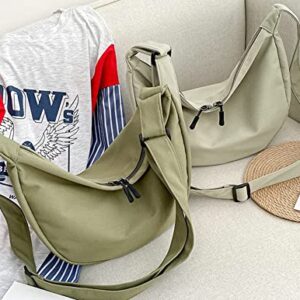 Canvas Messenger Bag For Women Large Hobo Crossbody Bag Zipper Closure Casual Shoulder Tote Bag