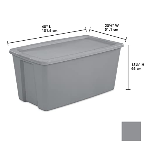 LUGEMA 50 Gallon Tote Storage Box Plastic with Set of 4,Stackable Storage Container Bin Box Tote for Home & Classroom, Titanium