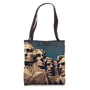 mount rushmore illustration tote bag