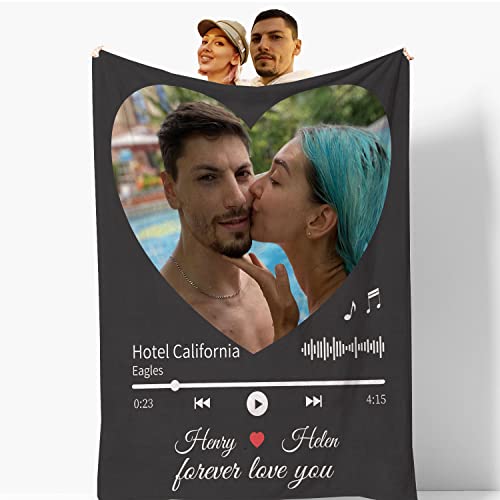 HIWOWHI Custom Blanket with Text Photos Collage Customized Throw Personalized Blankets for Adult Kid Birthday Wedding Christmas Halloween Fathers Mothers Valentines Day Gift Couch Sofa Bedroom