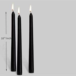 10 Inch Taper Candles - 4 Pack Unscented Dripless & Smokeless Home Décor - Perfect for Dinner, Party, Wedding, Halloween, & Churches & Votive Candles.(9.9, Black)