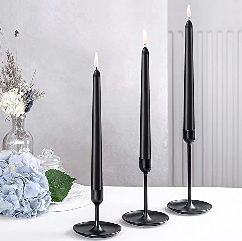 10 Inch Taper Candles - 4 Pack Unscented Dripless & Smokeless Home Décor - Perfect for Dinner, Party, Wedding, Halloween, & Churches & Votive Candles.(9.9, Black)