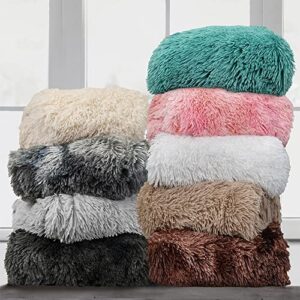 PAVILIA Soft Fluffy Faux Fur Throw Blanket, Taupe Tan Camel, Shaggy Furry Warm Sherpa Blanket Fleece Throw for Bed, Sofa, Couch, Decorative Fuzzy Plush Comfy Thick Throw Blanket, 50x60 Inches