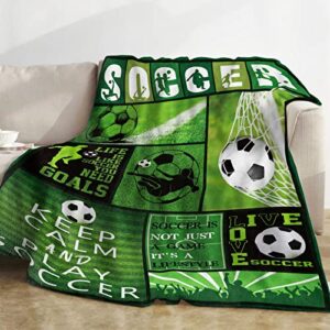 soccer throw blankets kids throw blankets soccer soft flannel soccer ball blanket green cozy fluffy fuzzy soccer lover gift blankets for toddler boy men soccer team player birthday sofa 40×50 inch