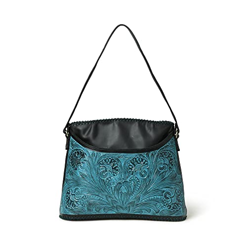 ADYAN Leather Handmade Shoulder Hobo Bags for women Western Hand-tooled Floral Carving Bag Purse