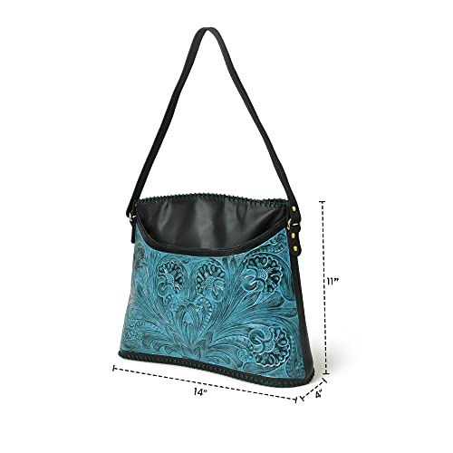 ADYAN Leather Handmade Shoulder Hobo Bags for women Western Hand-tooled Floral Carving Bag Purse