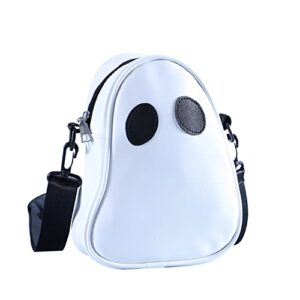 pu leather funny ghost bag, halloween purse crossbody bag, devil messenger shoulder bag for woman (white)