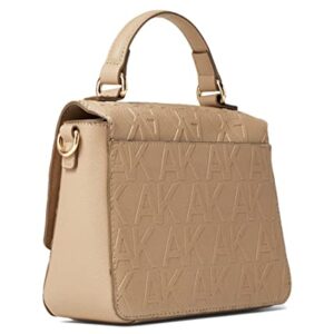 Anne Klein Womens Anne Klein Embossed Top Handle Satchel W/ Swag Chain quilted bucket crossbody, Truffle/Truffle, One Size US