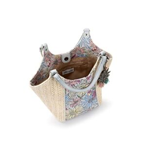 Sakroots Roma Straw Small Shopper, Blush Flower Garden