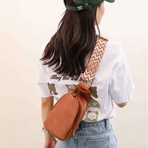 Chest Bag Sling Bag for Women, Small Crossbody PU Leather Satchel Daypack for Lady Shopping Travel Fashion Shoulder Strap (Brown)