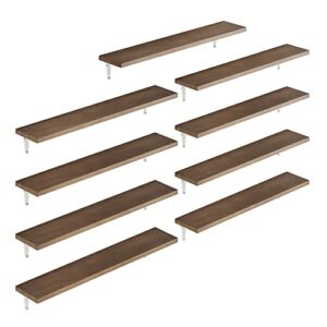 Wallniture Arras Floating Shelves for Wall Decor, 24" Bookshelf for Living Room Decor, Kitchen Organization and Storage Shelves, Bedroom Wall Shelf Set of 9, Walnut