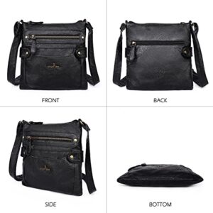 Angel Kiss Crossbody Purses for Women, Zipper Pocket and Adjustable Strap, Retro Vegan Leather Women's Shoulder Handbags Travel Bags (Black)