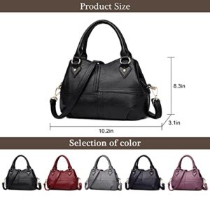 Fashion Handbags for Womens Soft Leather Tote Crossbody Shoulder Large Capacity Hobo Bags (Black)