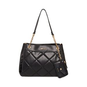 anne klein womens anne klein quilted satchel, black, one size us