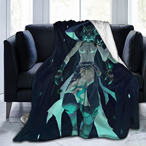 Genshin Impact Xiao Game Anime Blanket Flannel Fleece Warm Soft Throw Blanket for Couch Sofa Bed Living Room50 X40