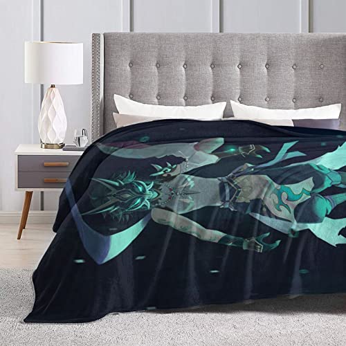 Genshin Impact Xiao Game Anime Blanket Flannel Fleece Warm Soft Throw Blanket for Couch Sofa Bed Living Room50 X40