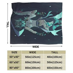 Genshin Impact Xiao Game Anime Blanket Flannel Fleece Warm Soft Throw Blanket for Couch Sofa Bed Living Room50 X40