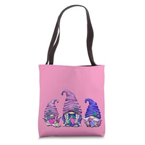 pink heart yarn for chrocheting mom funny chrochet gnome tote bag