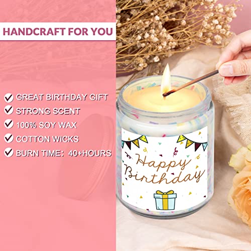 Happy Birthday Candle,Vanilla Birthday Cake Candle with Rainbow Sprinkle,Birthday Gifts for Women,Her,Friends