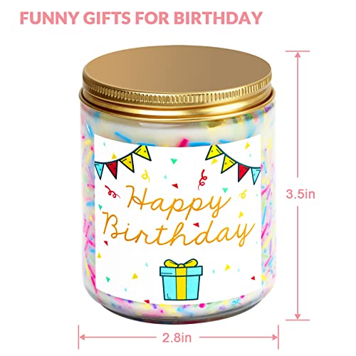 Happy Birthday Candle,Vanilla Birthday Cake Candle with Rainbow Sprinkle,Birthday Gifts for Women,Her,Friends