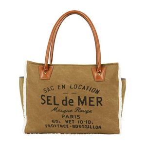 lamyba sel de mer canvas handbag upcycled canvas leather tote bag,small