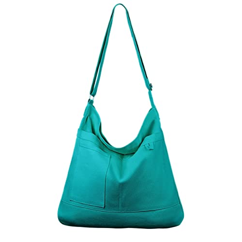 Fashion Large Size Canvas Shoulder Bag Hobo Crossbody Handbag Casual Tote for Women Girl (Green)