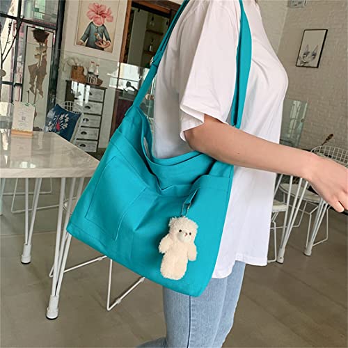 Fashion Large Size Canvas Shoulder Bag Hobo Crossbody Handbag Casual Tote for Women Girl (Green)