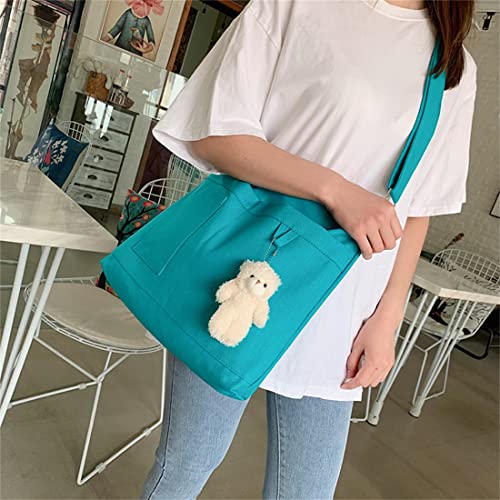 Fashion Large Size Canvas Shoulder Bag Hobo Crossbody Handbag Casual Tote for Women Girl (Green)