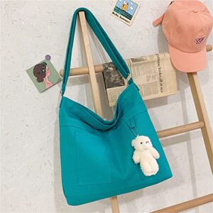 Fashion Large Size Canvas Shoulder Bag Hobo Crossbody Handbag Casual Tote for Women Girl (Green)