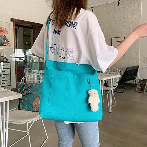 Fashion Large Size Canvas Shoulder Bag Hobo Crossbody Handbag Casual Tote for Women Girl (Green)