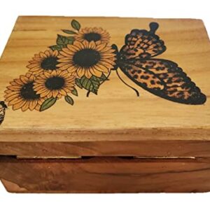 Sunflower Butterfly Trinket Box Small Jewelry Keepsake Box | Earrings Necklace Storage Box for Girls Women | Gift Idea Valentine's Day, Birthday Christmas, Weddings, Animals Ornaments for Home Décor