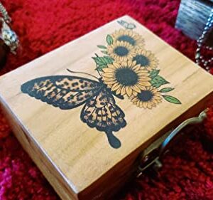 Sunflower Butterfly Trinket Box Small Jewelry Keepsake Box | Earrings Necklace Storage Box for Girls Women | Gift Idea Valentine's Day, Birthday Christmas, Weddings, Animals Ornaments for Home Décor