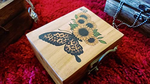 Sunflower Butterfly Trinket Box Small Jewelry Keepsake Box | Earrings Necklace Storage Box for Girls Women | Gift Idea Valentine's Day, Birthday Christmas, Weddings, Animals Ornaments for Home Décor