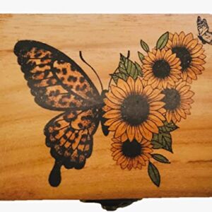 Sunflower Butterfly Trinket Box Small Jewelry Keepsake Box | Earrings Necklace Storage Box for Girls Women | Gift Idea Valentine's Day, Birthday Christmas, Weddings, Animals Ornaments for Home Décor