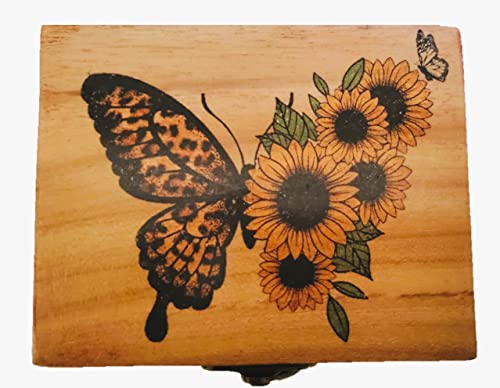 Sunflower Butterfly Trinket Box Small Jewelry Keepsake Box | Earrings Necklace Storage Box for Girls Women | Gift Idea Valentine's Day, Birthday Christmas, Weddings, Animals Ornaments for Home Décor