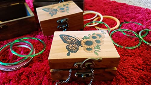 Sunflower Butterfly Trinket Box Small Jewelry Keepsake Box | Earrings Necklace Storage Box for Girls Women | Gift Idea Valentine's Day, Birthday Christmas, Weddings, Animals Ornaments for Home Décor