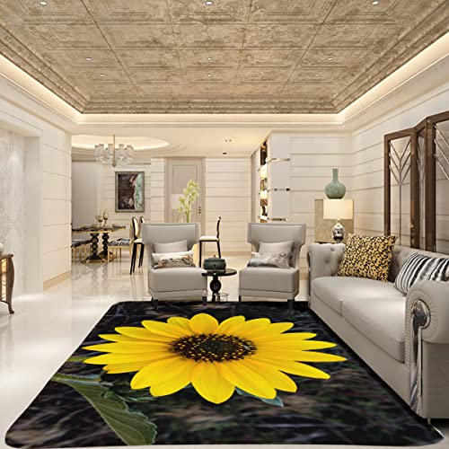 SOFERI Sunflower Rug Children Teen Bedroom Rug Flower Rug Beautiful Living Room Bathroom Kitchen Large Area Rug Non-Slip Floor Mat Sunflower 16 "x24