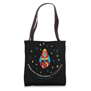 st. jude patient coraliz rocket black tote bag