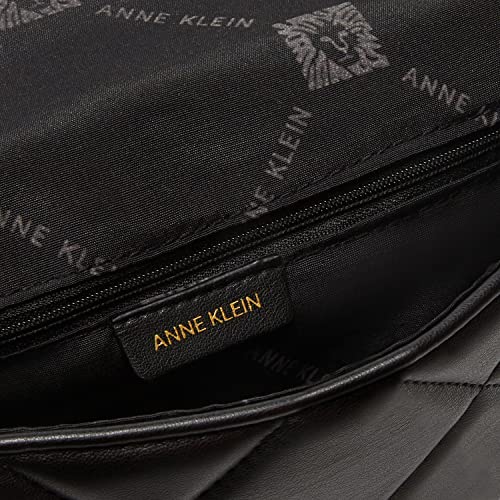 Anne Klein Womens Anne Klein Shoulder Bag quilted flap satchel, Black, One Size US