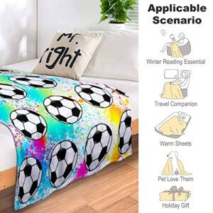 Super Soft Soccer Blanket Throw Soccer Ball Blankets Lightweight Flannel Warm Cozy Football Blanket Gifts for Sport Fans Kids Adults 50"X40"