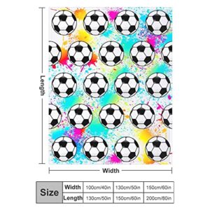 Super Soft Soccer Blanket Throw Soccer Ball Blankets Lightweight Flannel Warm Cozy Football Blanket Gifts for Sport Fans Kids Adults 50"X40"