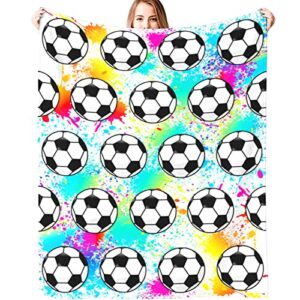 Super Soft Soccer Blanket Throw Soccer Ball Blankets Lightweight Flannel Warm Cozy Football Blanket Gifts for Sport Fans Kids Adults 50"X40"