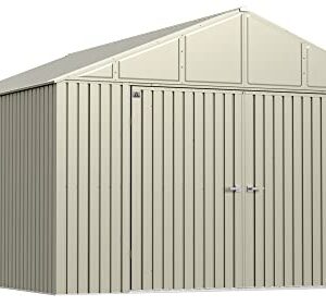 Arrow Shed Elite 12' x 14' Outdoor Lockable Gable Roof Steel Storage Shed Building, Cool Grey